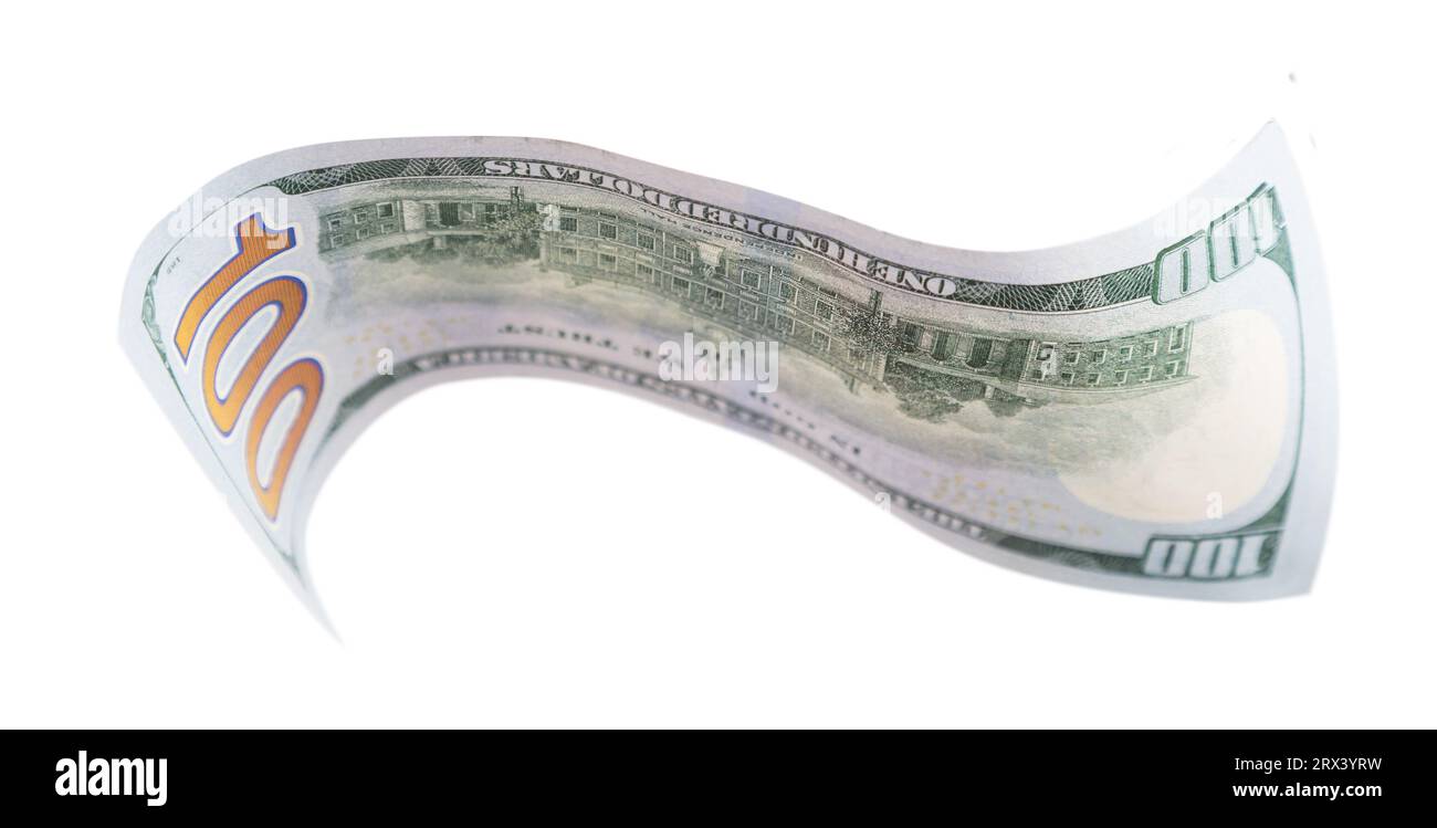 One Hundred Dollar Bill Falling or Floating on Empty Background Stock ...