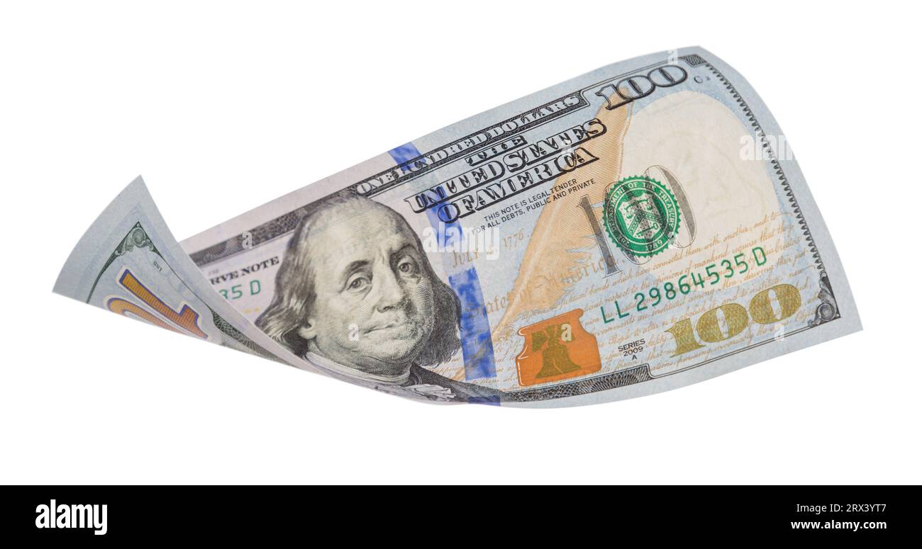 One hundred dollar bill floating Cut Out Stock Images & Pictures - Alamy
