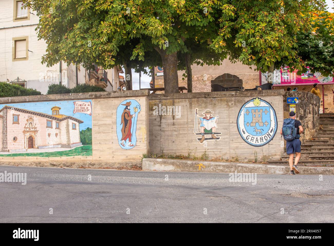 Pilgrim walking the Camino de Santiago pilgrimage route, the way of St ...