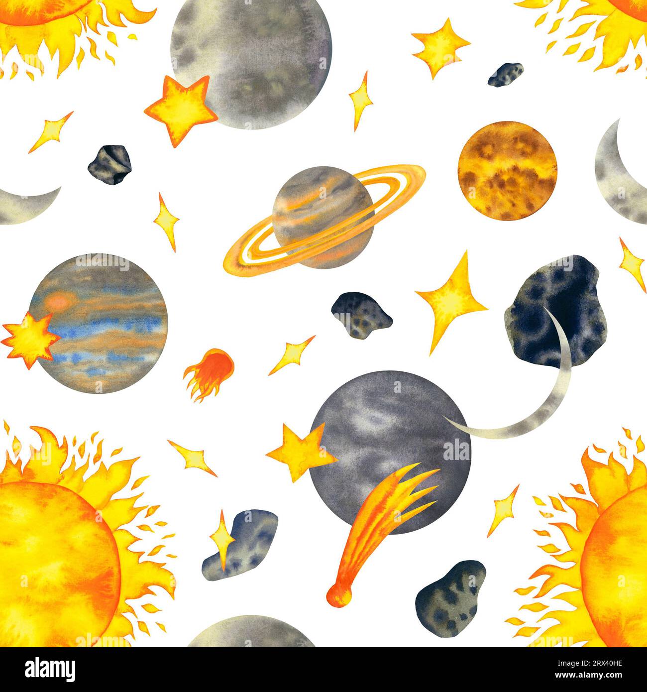 Watercolor Solar System