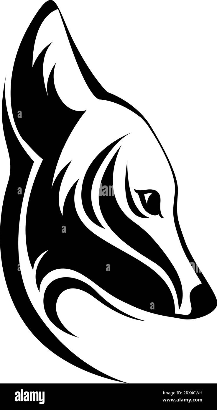 Fox head tattoo , illustration, vector on a white background Stock ...