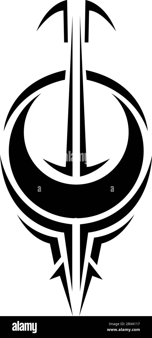 Moon tattoo, tattoo illustration, vector on a white background Stock ...