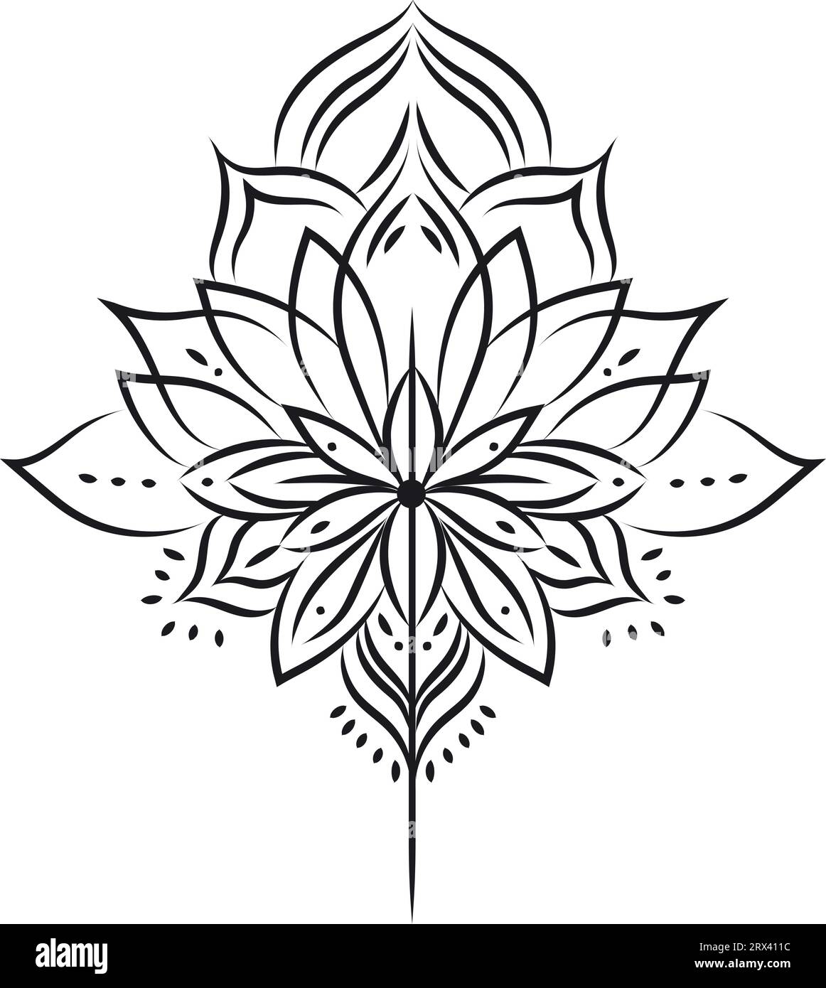 Tribal flower tattoo , illustration, vector on a white background Stock ...