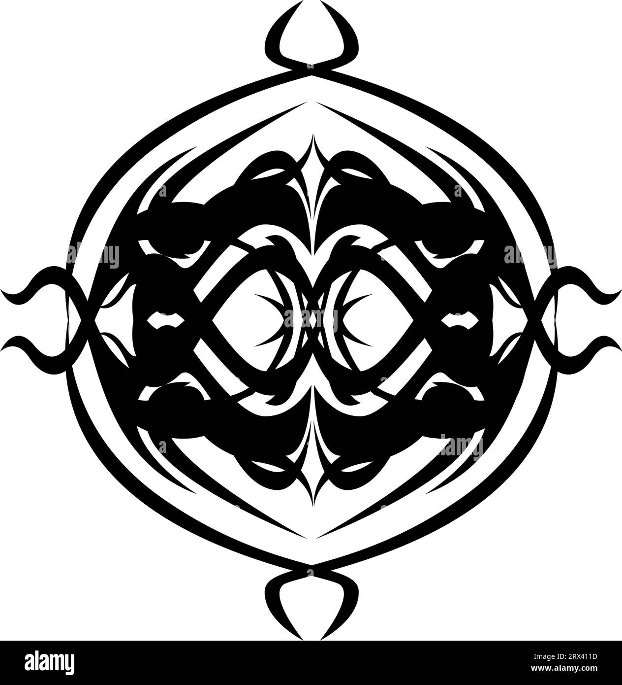 Round abstract ornament tattoo, tattoo illustration, vector on a white ...