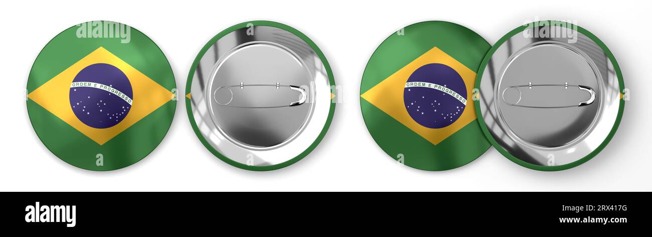 Brazil - round badges with country flag on white background - 3D ...