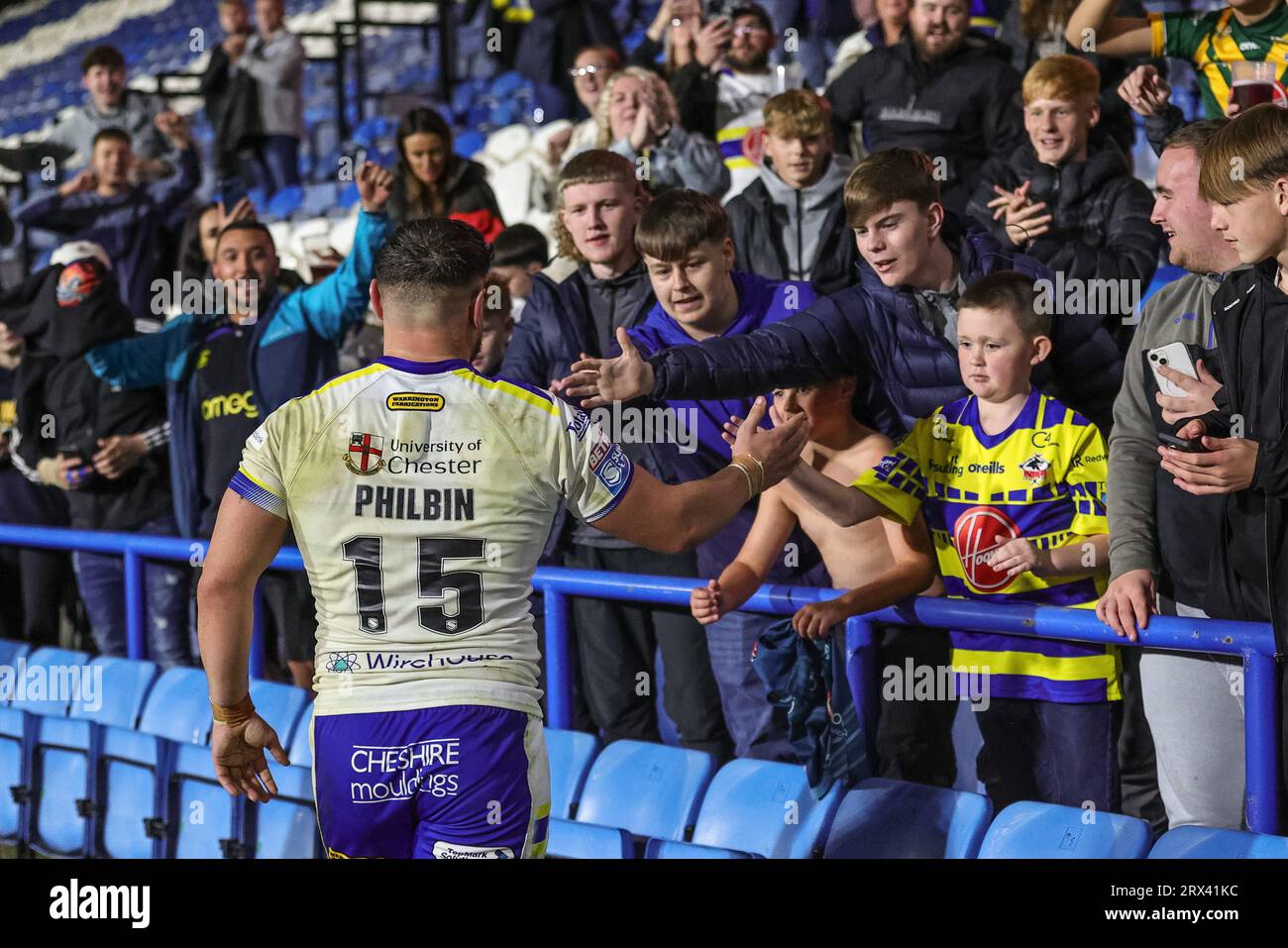 Huddersfield, UK. 22nd Sep, 2023. Joe Philbin #15 of Warrington Wolves ...