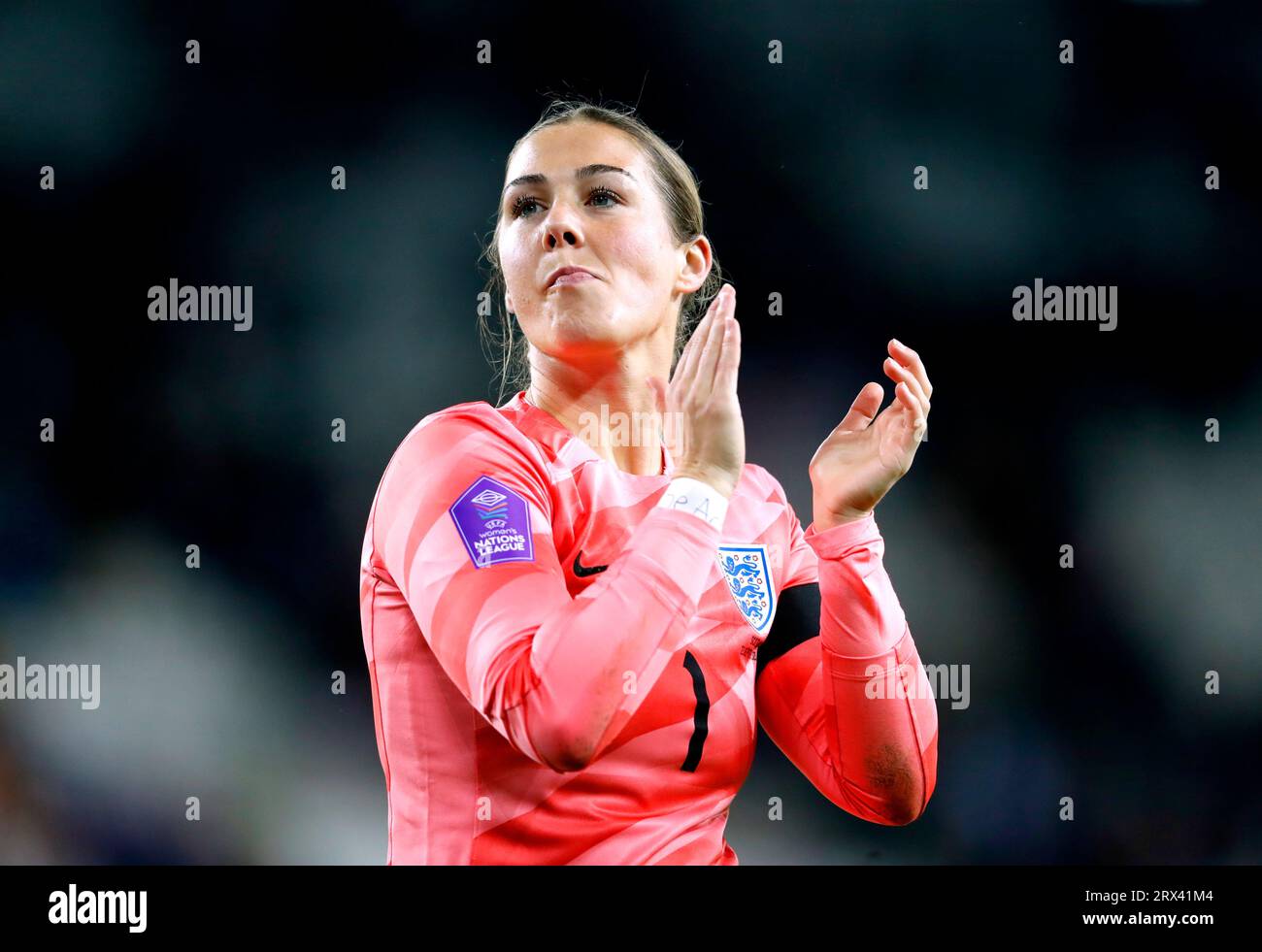 England goalkeeper Mary Earps applauds the fans at the end of the UEFA ...