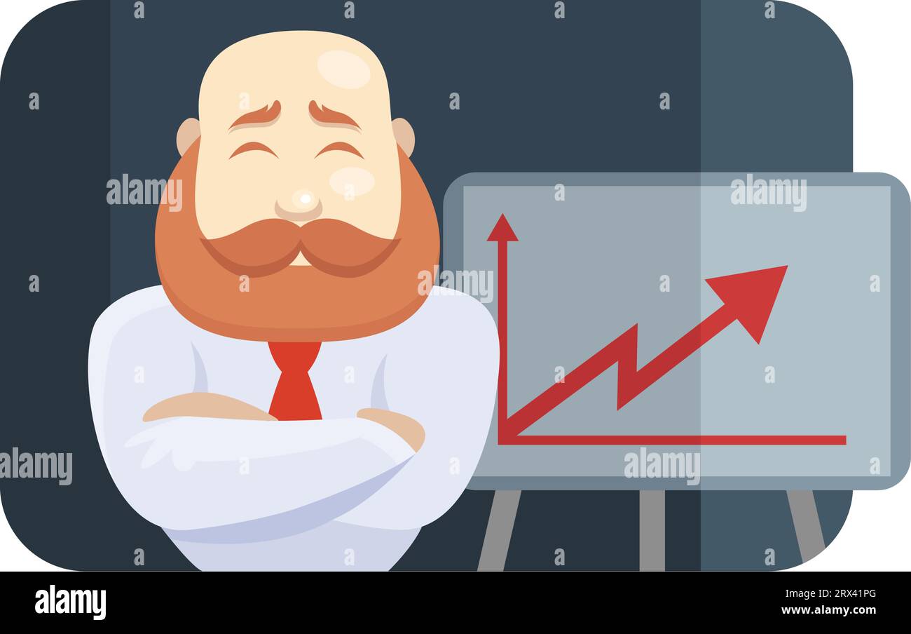 Ginger man with growth chart, illustration, vector on a white ...