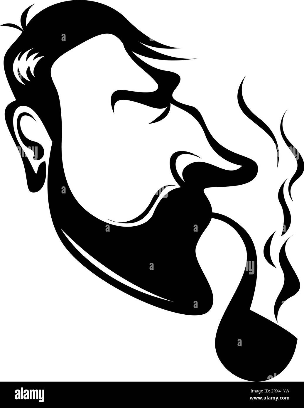 Man smoking pipe tattoo, tattoo illustration, vector on a white ...