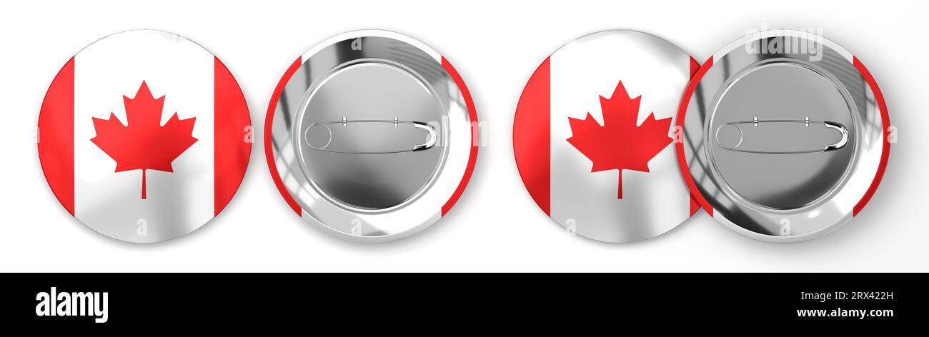 Canada - round badges with country flag on white background - 3D ...