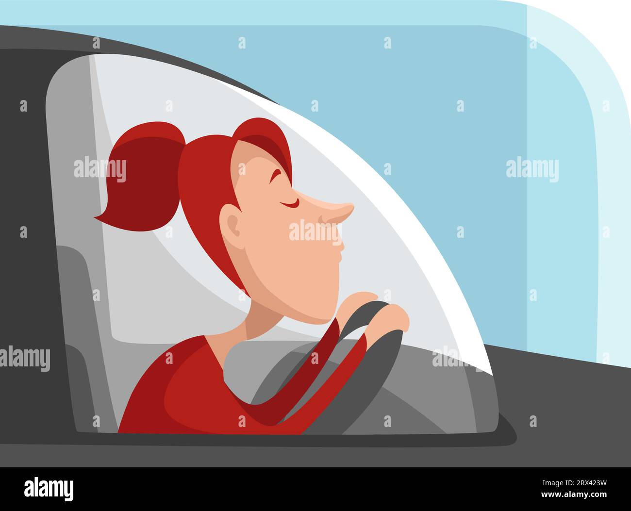 Driving girl, illustration, vector on a white background Stock Vector ...