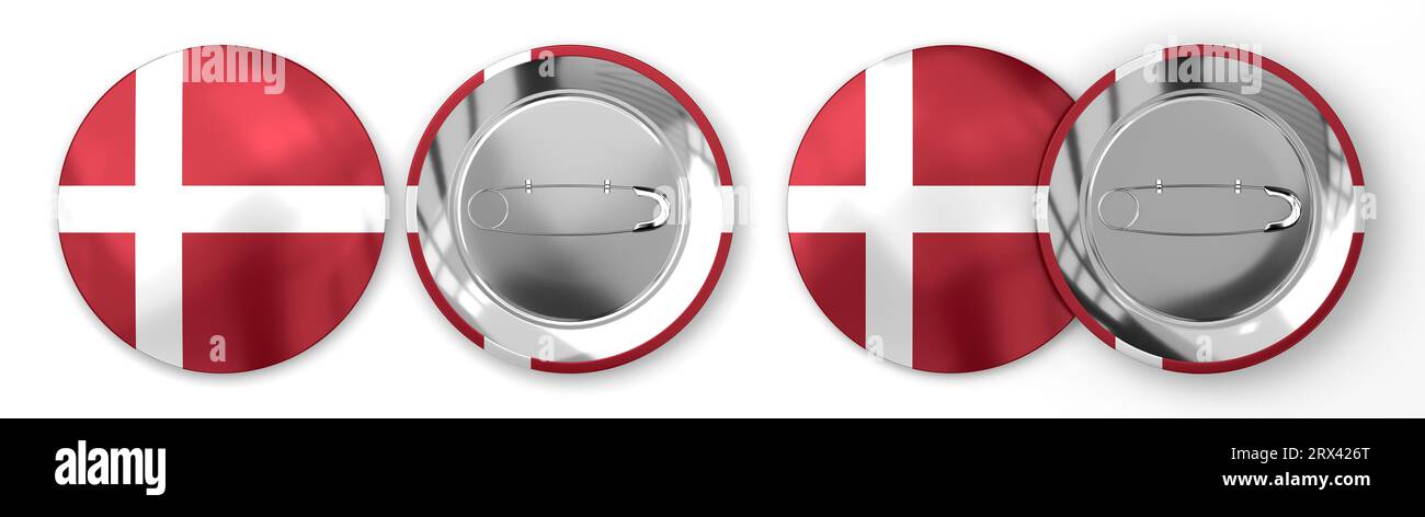Denmark - round badges with country flag on white background - 3D ...