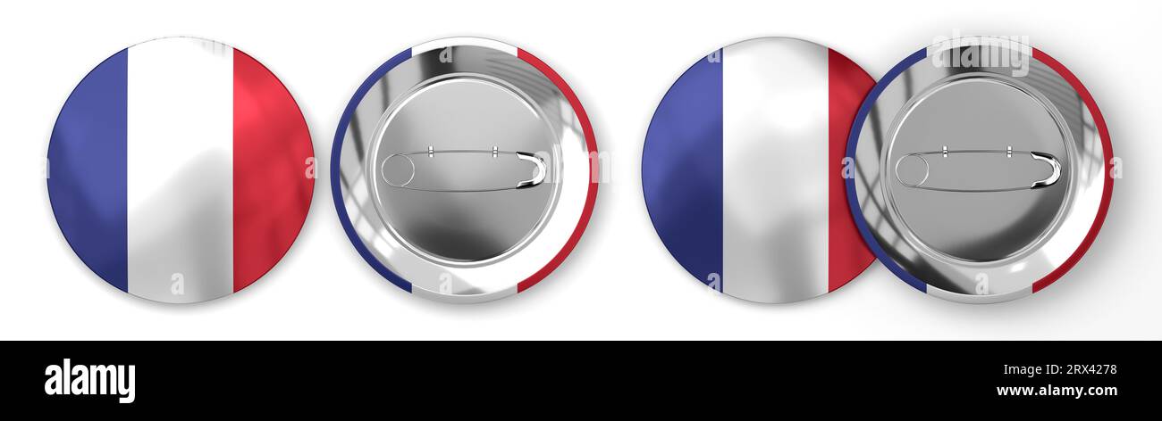 France - round badges with country flag on white background - 3D ...