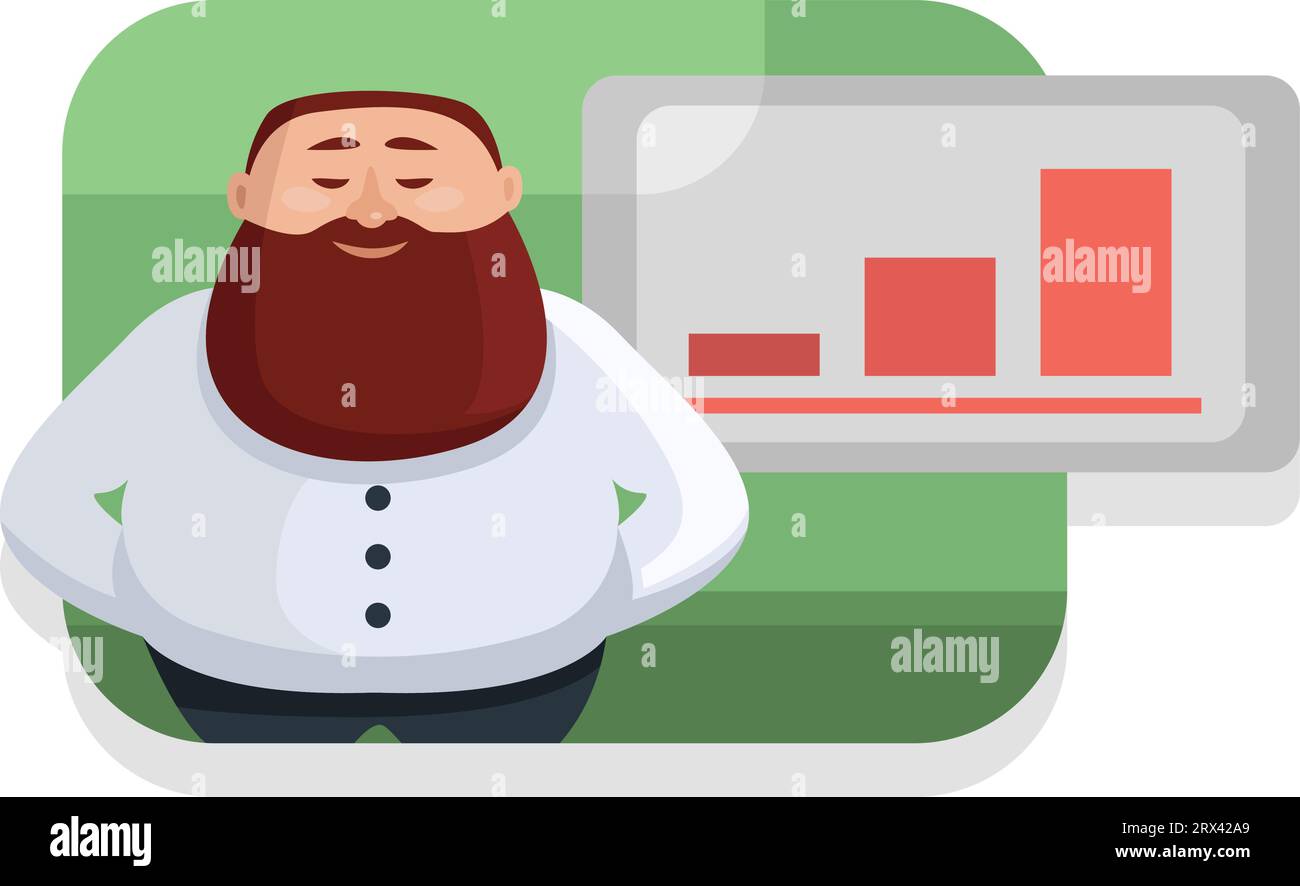 Smiling fat man, illustration, vector on a white background Stock ...