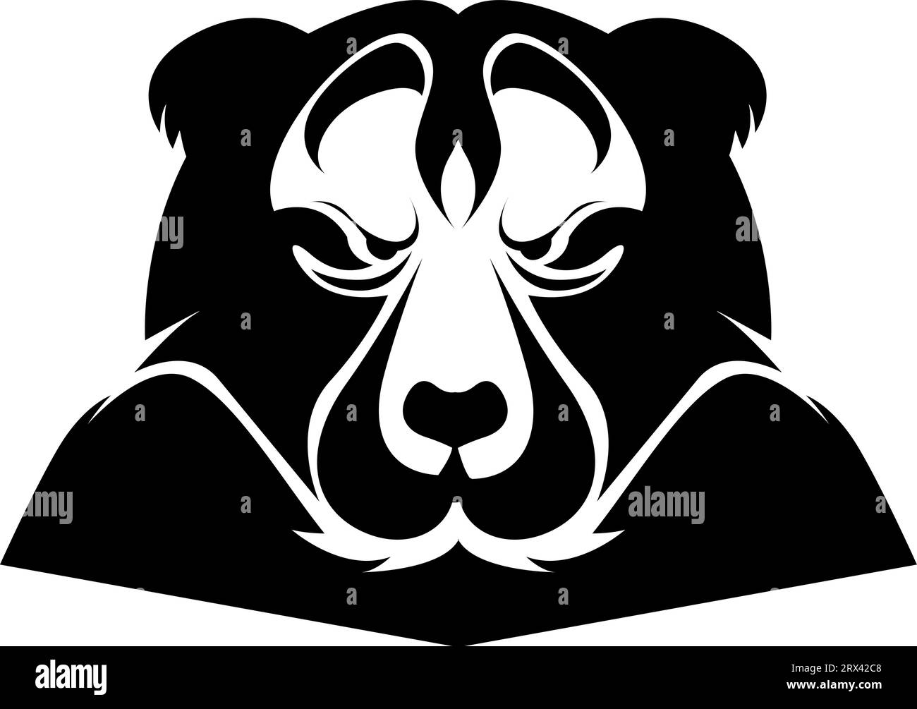 Angry bear head tattoo, tattoo illustration, vector on a white ...