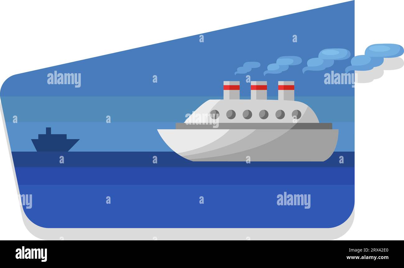 Big ship on sea, illustration, vector on a white background Stock ...