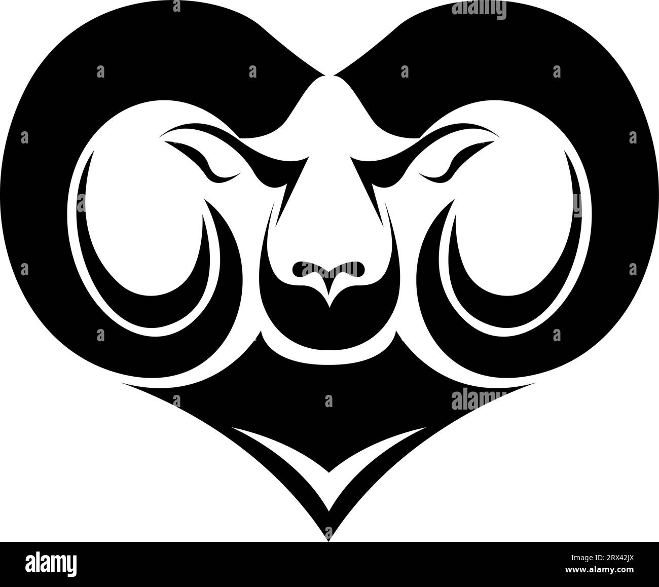 Aries head tattoo, tattoo illustration, vector on a white background ...
