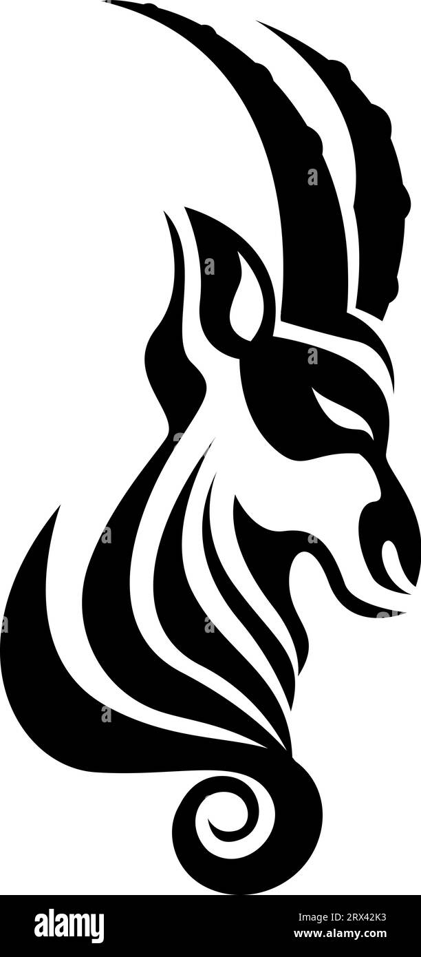 Antelope antlers tattoo, tattoo illustration, vector on a white ...