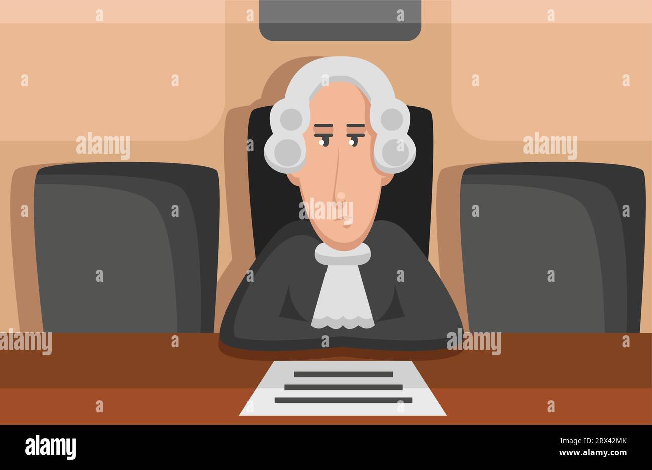 Judge in courtroom, illustration, vector on a white background Stock ...