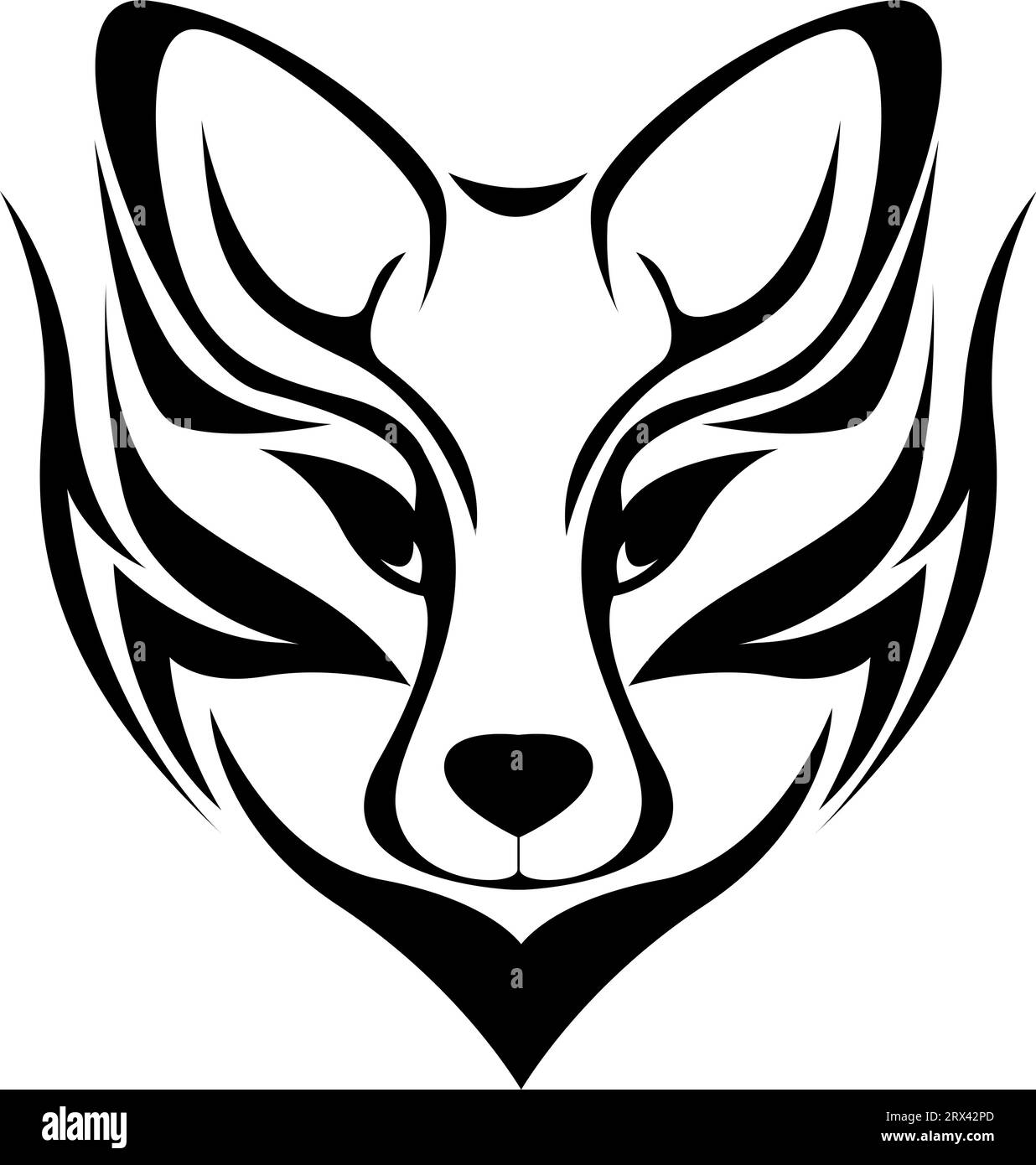 Fox head tattoo, tattoo illustration, vector on a white background ...