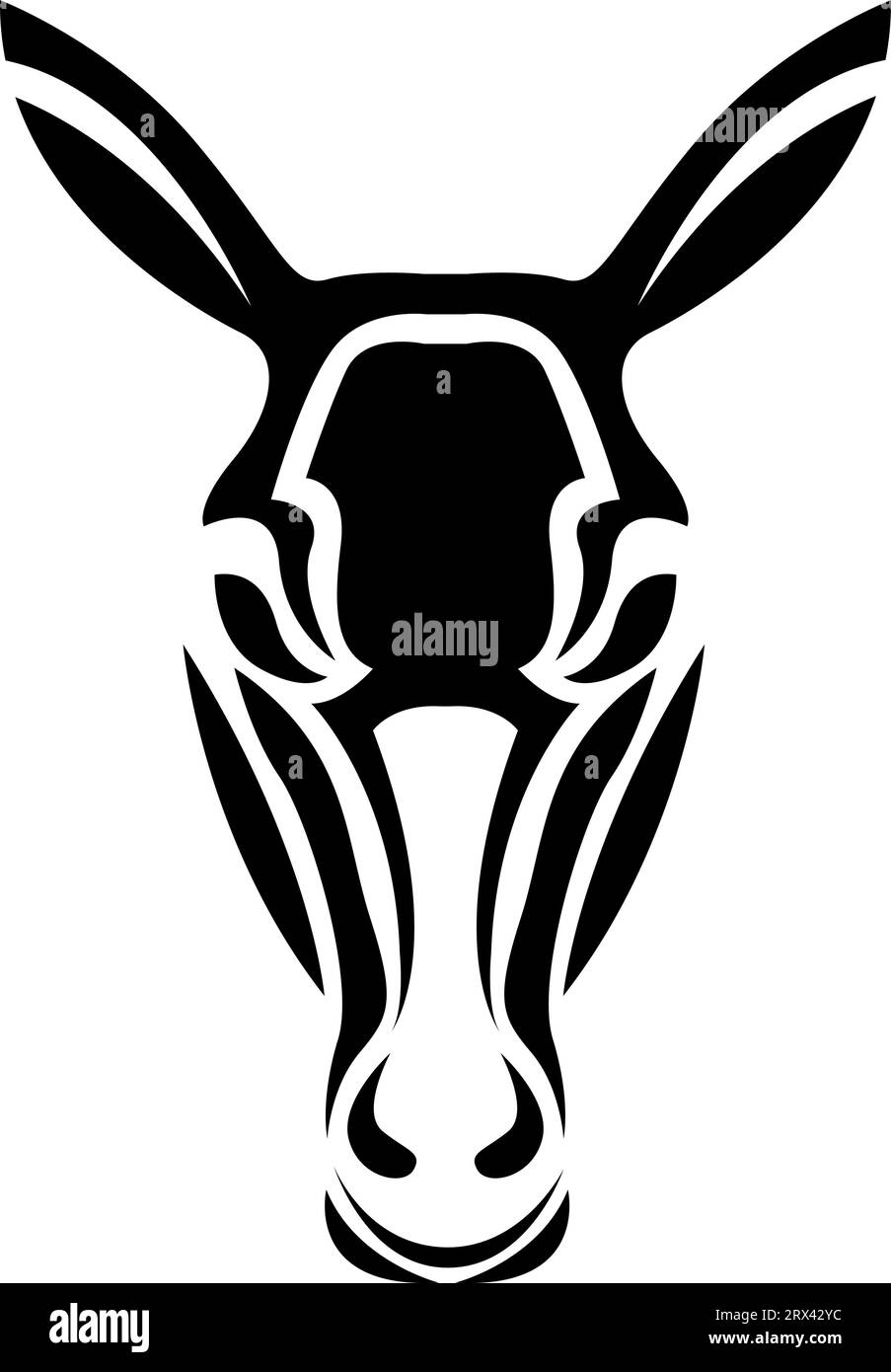 Donkey head tattoo, tattoo illustration, vector on a white background ...