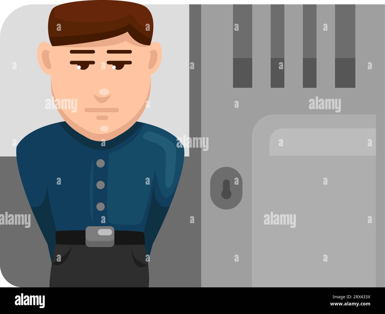 Guard in prison, illustration, vector on a white background Stock ...