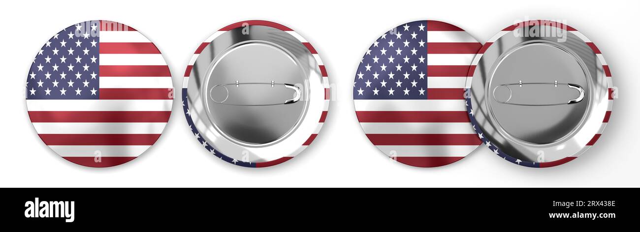 USA - round badges with country flag on white background - 3D ...
