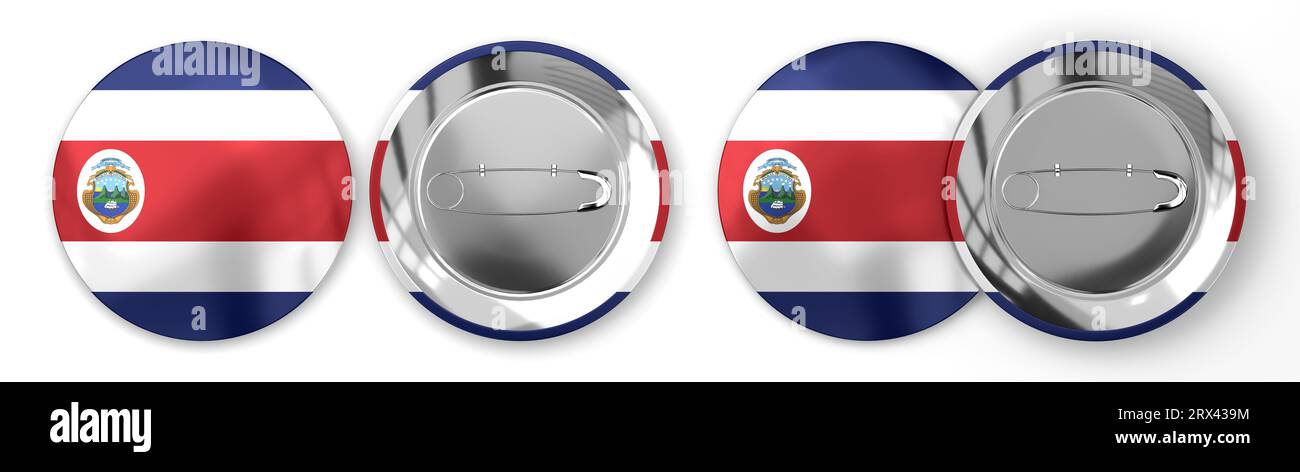 Costa Rica - round badges with country flag on white background - 3D ...