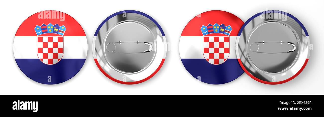 Croatia - round badges with country flag on white background - 3D ...