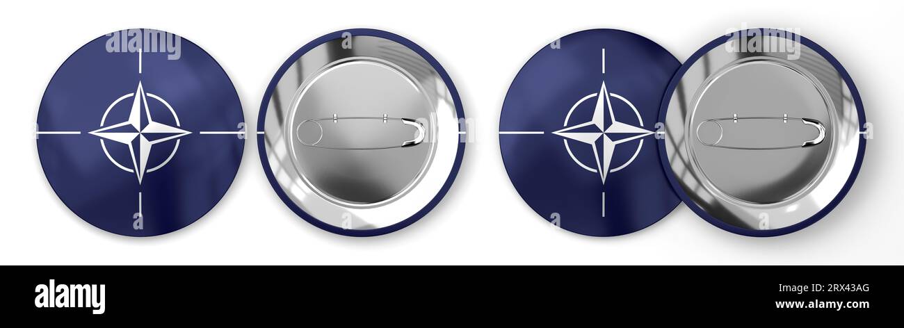 NATO - round badges with flag on white backgrounds - 3D illustration ...
