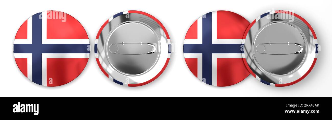 Norway - round badges with country flag on white background - 3D ...