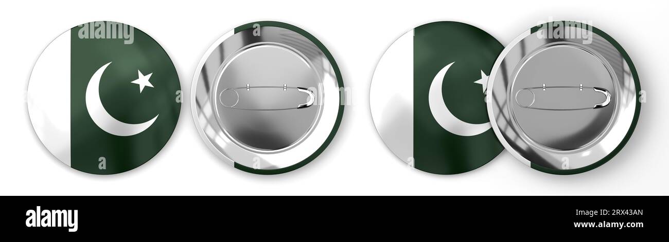 Pakistan - round badges with country flag on white background - 3D ...