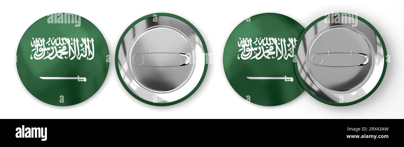 Saudi Arabia - round badges with country flag on white background - 3D ...