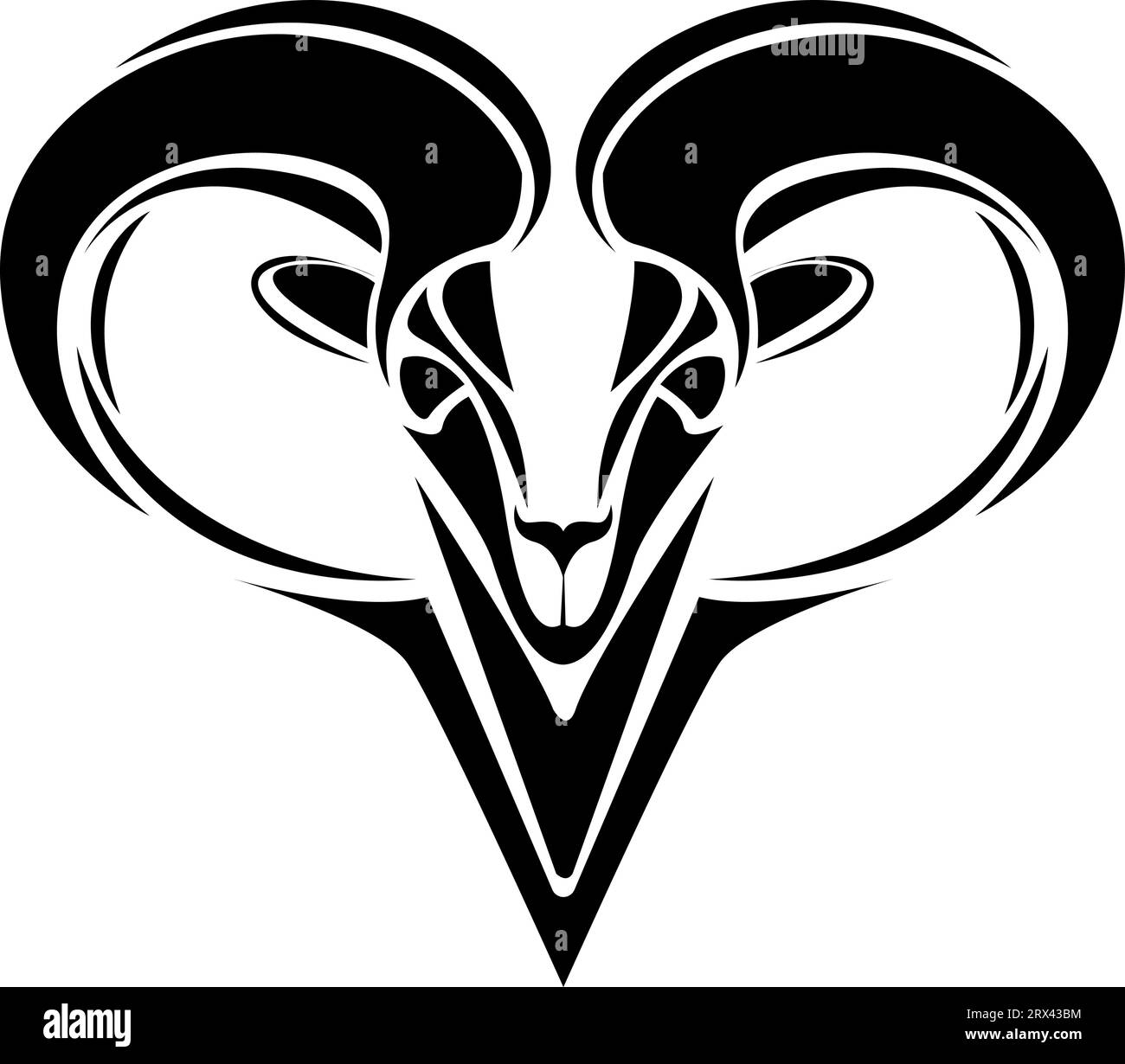 Ram head tattoo, tattoo illustration, vector on a white background ...