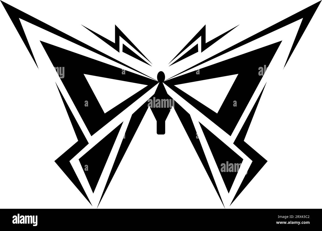 Sharp butterfly tattoo, tattoo illustration, vector on a white ...