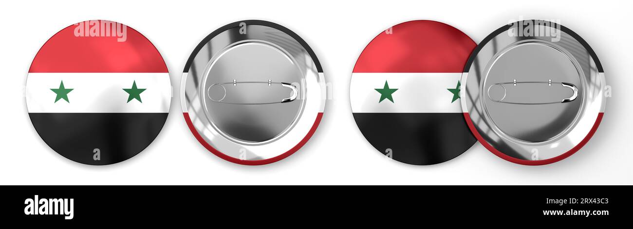 Syria - round badges with country flag on white background - 3D ...