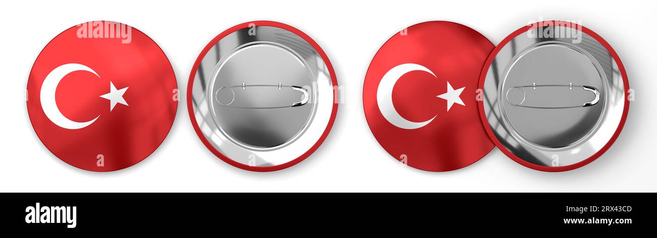 Turkey - round badges with country flag on white background - 3D ...