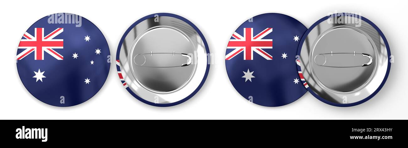 Australia - round badges with country flag on white background - 3D ...