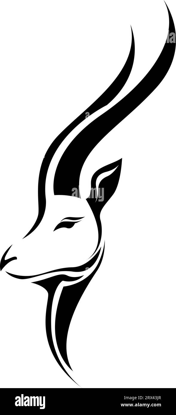 Antelope animal tattoo, tattoo illustration, vector on a white ...