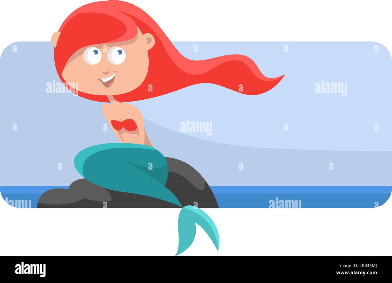 Mermaid with red hair, illustration, vector on a white background Stock ...