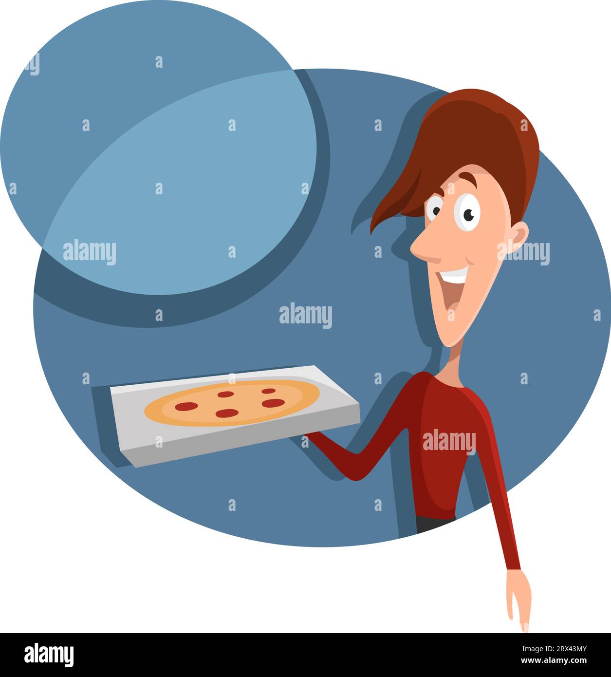 Pizza boy, illustration, vector on a white background Stock Vector ...
