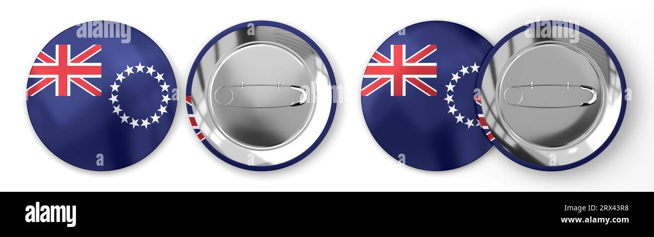 Cook Islands - round badges with country flag on white background - 3D illustration Stock Photo ...