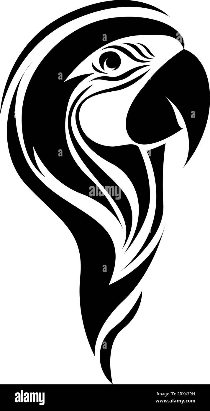 Parrot head tattoo, tattoo illustration, vector on a white background ...