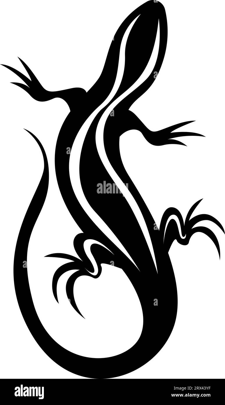 Lizard tattoo, tattoo illustration, vector on a white background Stock ...