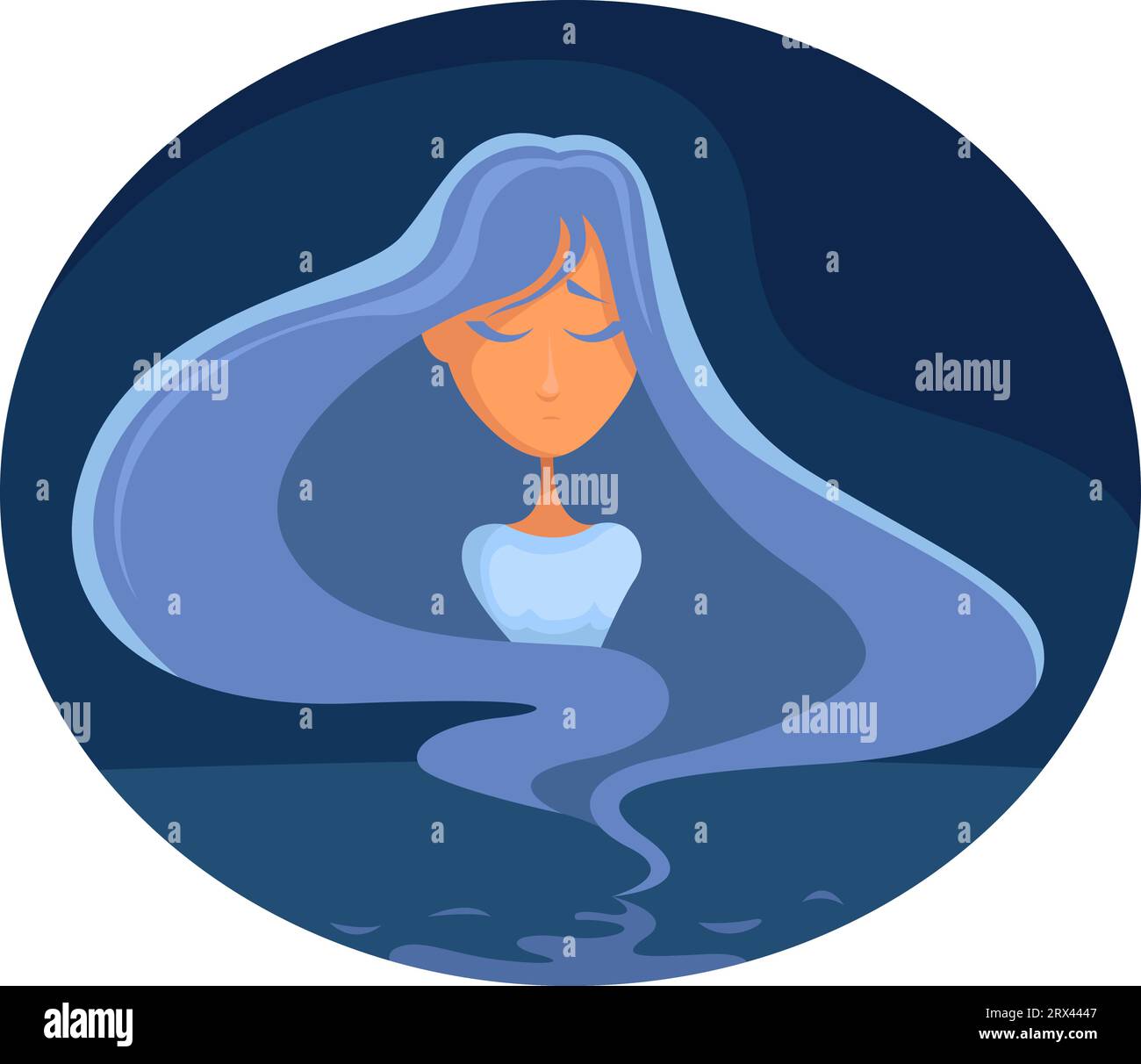 Girl with blue hair, illustration, vector on a white background Stock ...