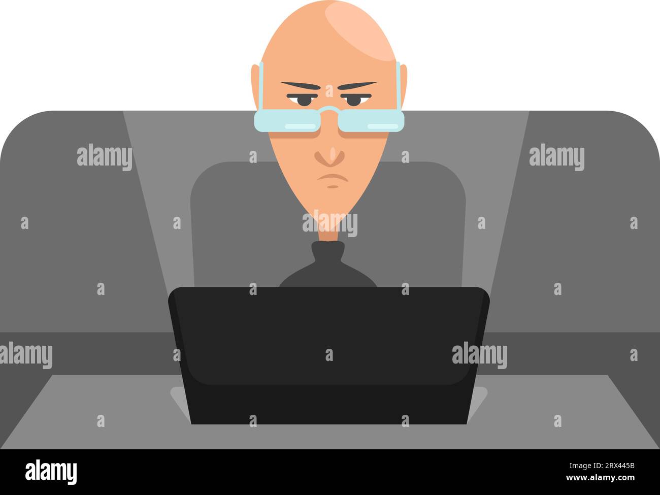Bald boss with glasses, illustration, vector on a white background ...