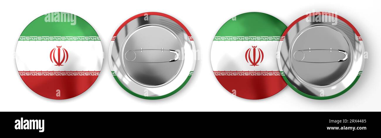 Iran - round badges with country flag on white background - 3D ...