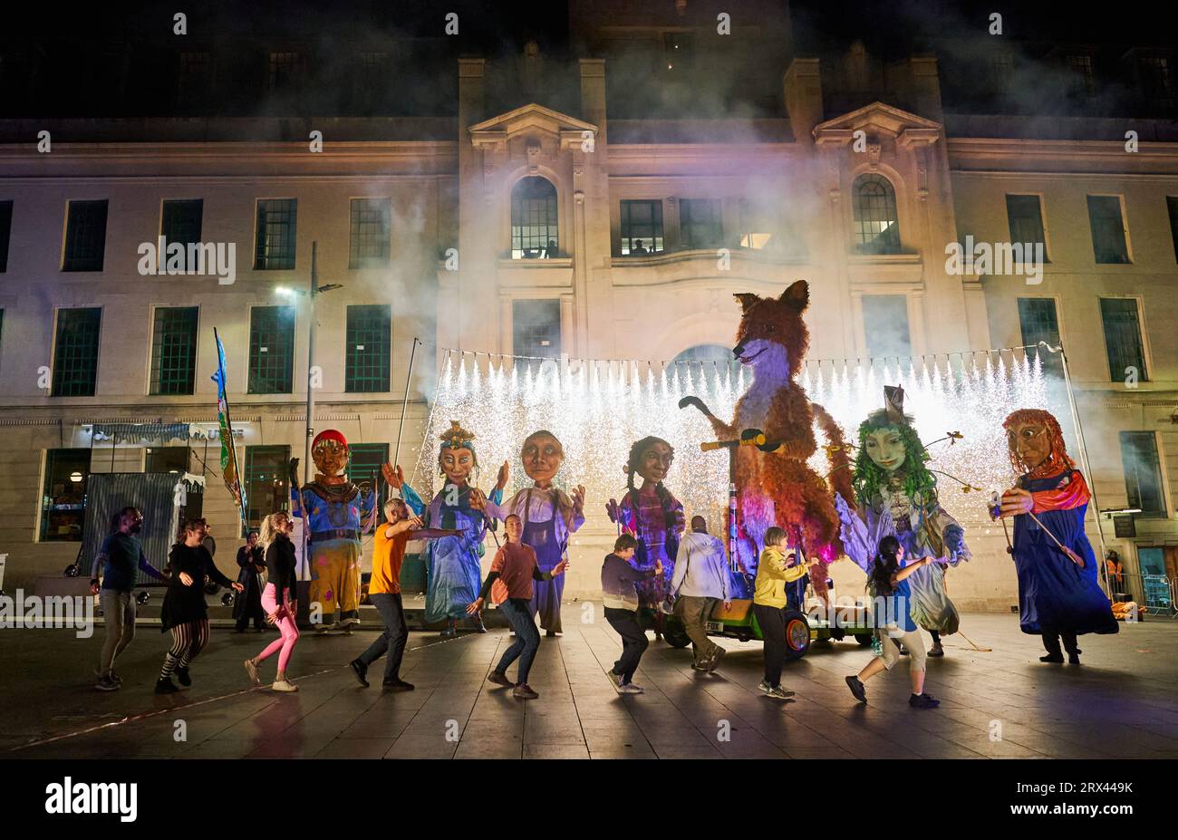 EDITORIAL USE ONLY Puppet Farrah the Fox parades the streets of ...