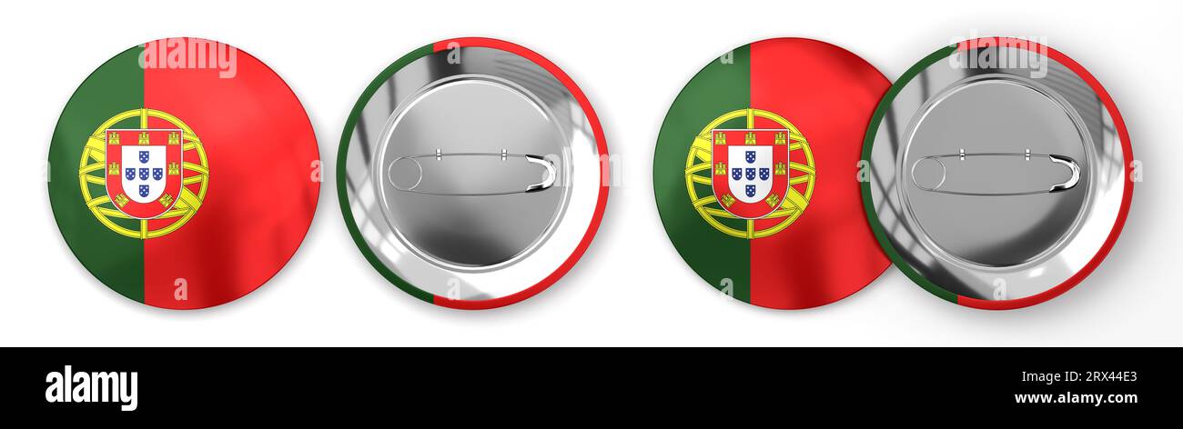 Portugal - round badges with country flag on white background - 3D ...