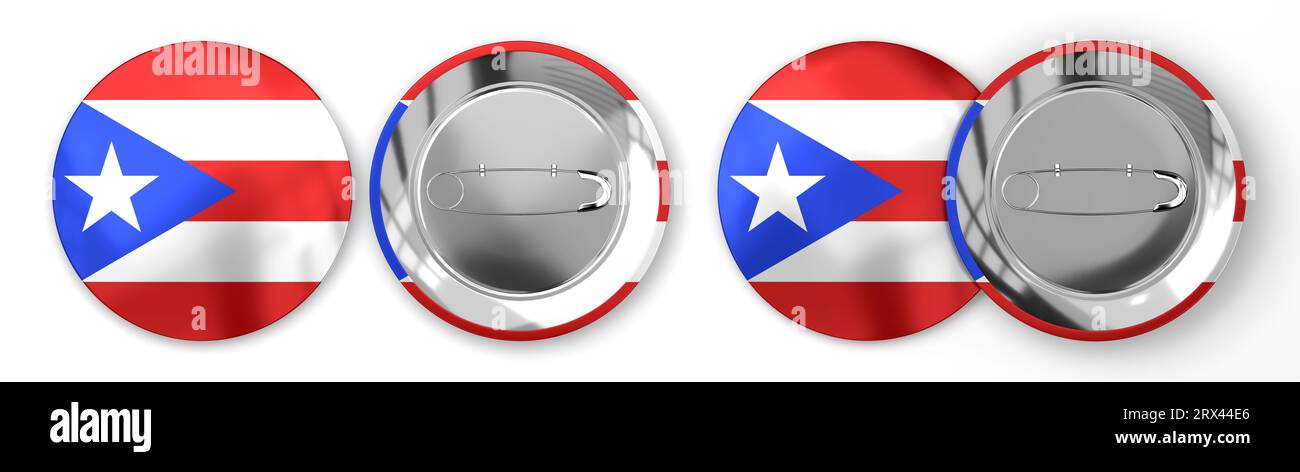 Puerto Rico - round badges with country flag on white background - 3D ...